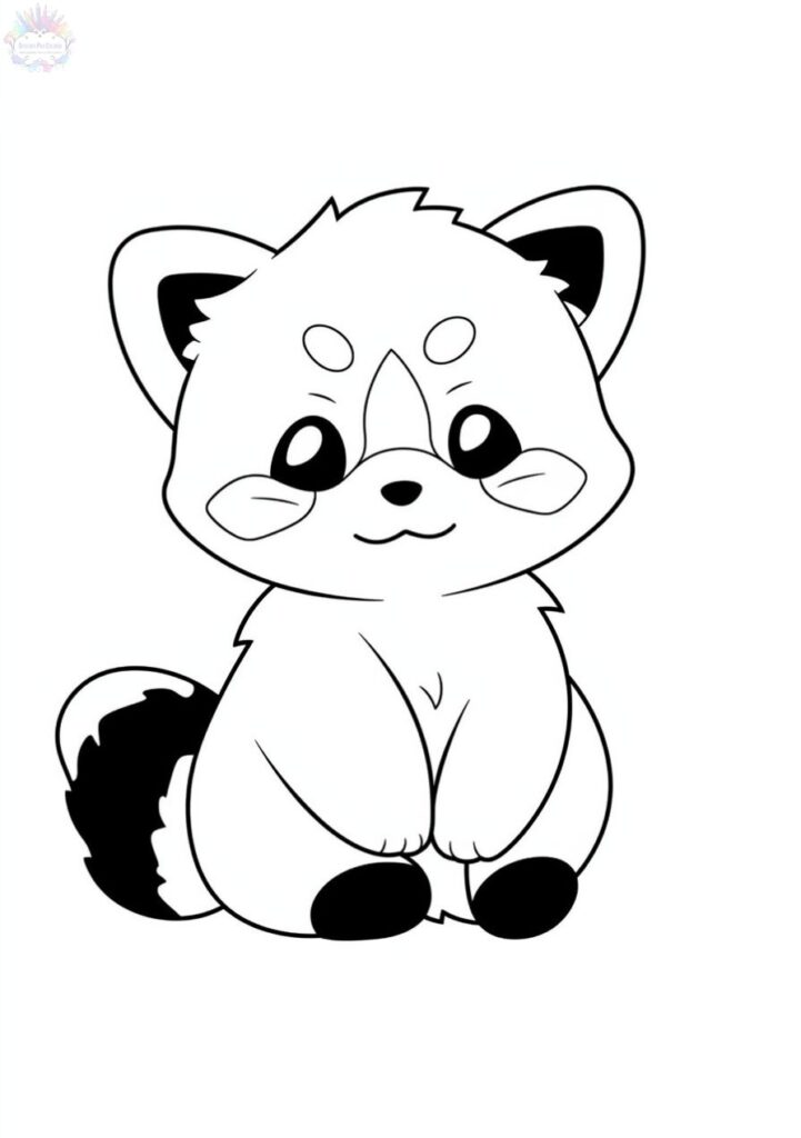 Panda Rojo Para Colorear